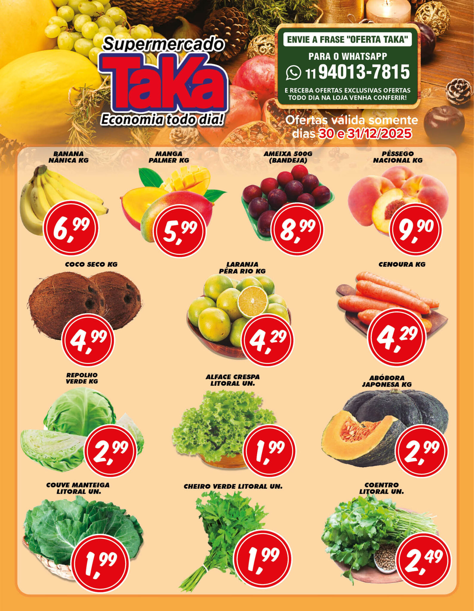 Ofertas Taka de Hortifruti – 30 e 31/12/2025 – Taka Supermecado